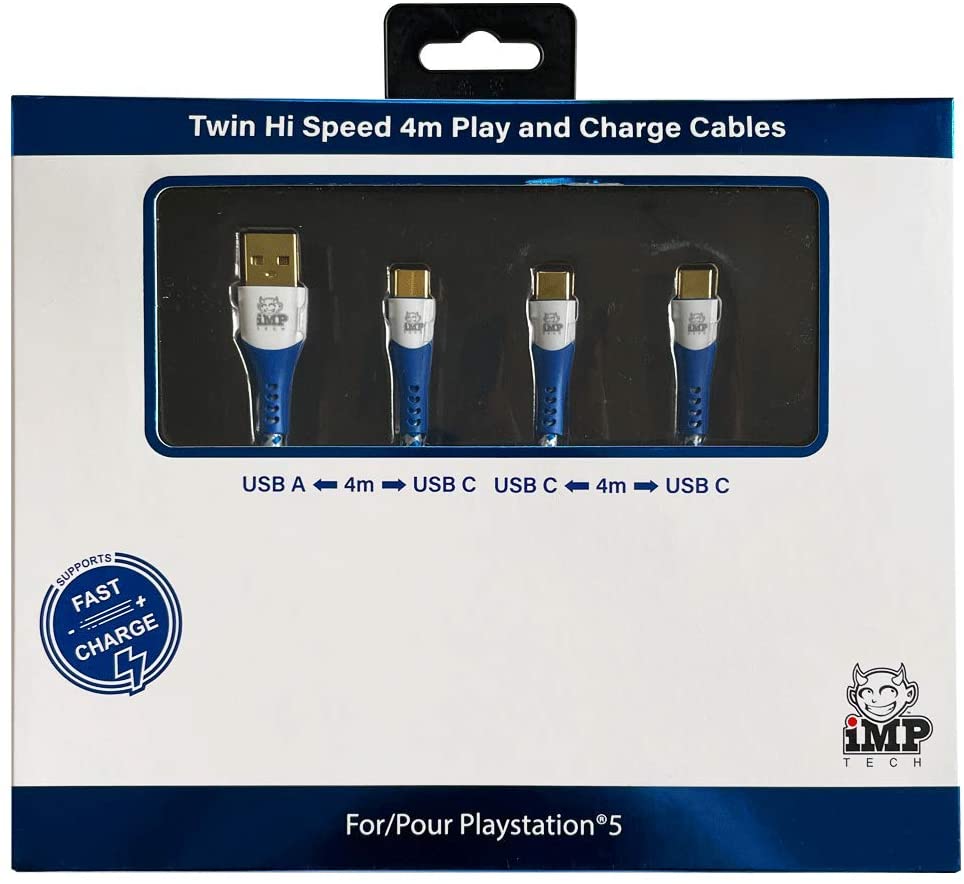 iMP Tech PS5 High Speed 4 Metre Play & Charge Cable Twin Pack (PS5) – Hit